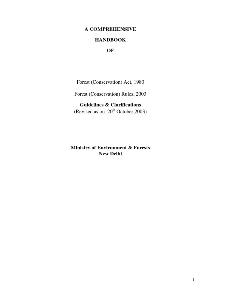 MoEF FCA, 1980 Handbook 2003 | PDF | Government Of India | Forests