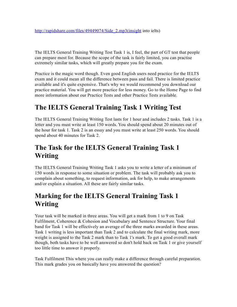 IELTS General Training Writing Task 1 Guide | PDF | International ...