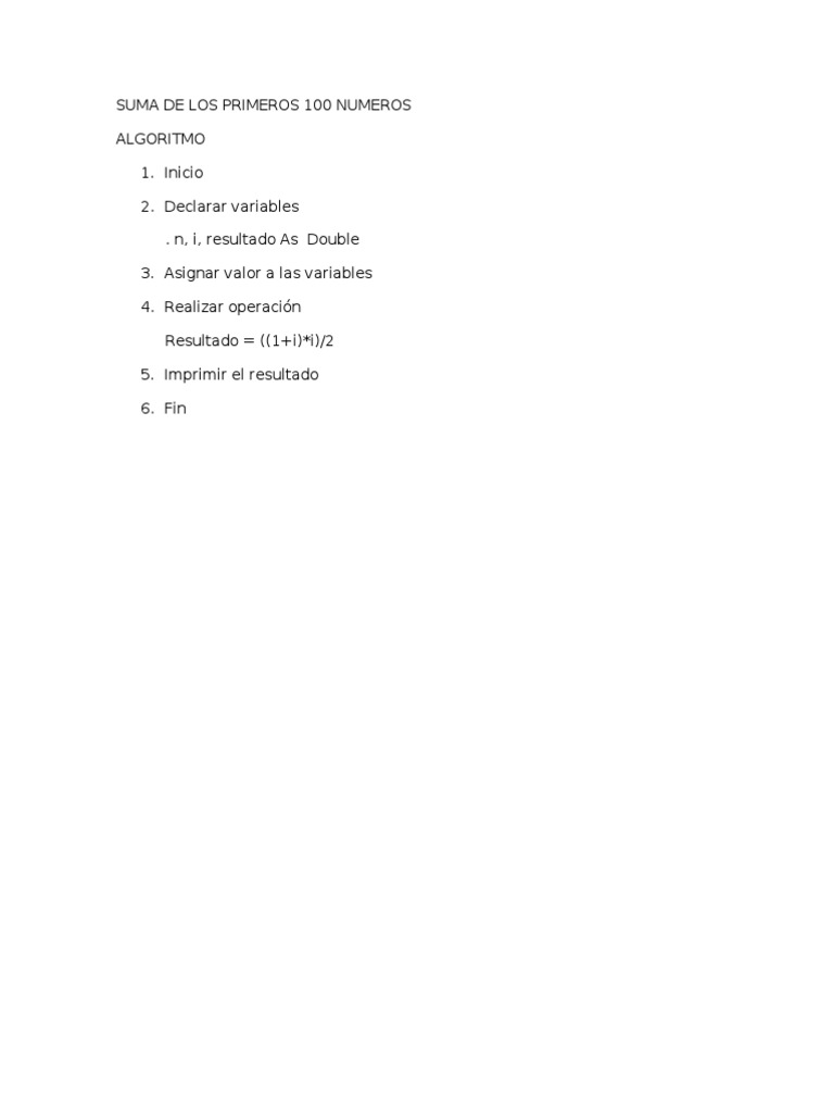 Suma de Los Primeros 100 Numeros | PDF