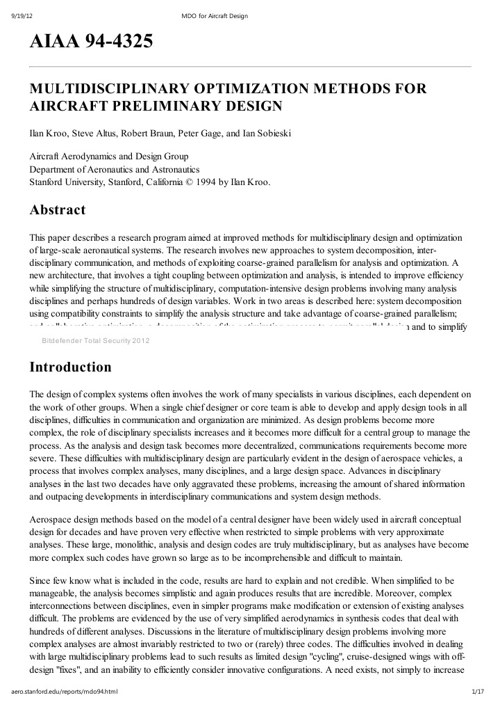 MDO For Aircraft Design | PDF | Mathematical Optimization | Subroutine