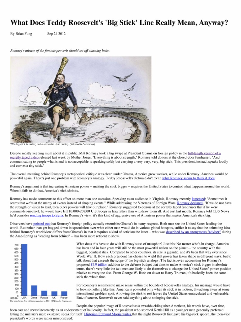 Teddy Roosevelt's 'Big Stick' | PDF | Mitt Romney | American Government