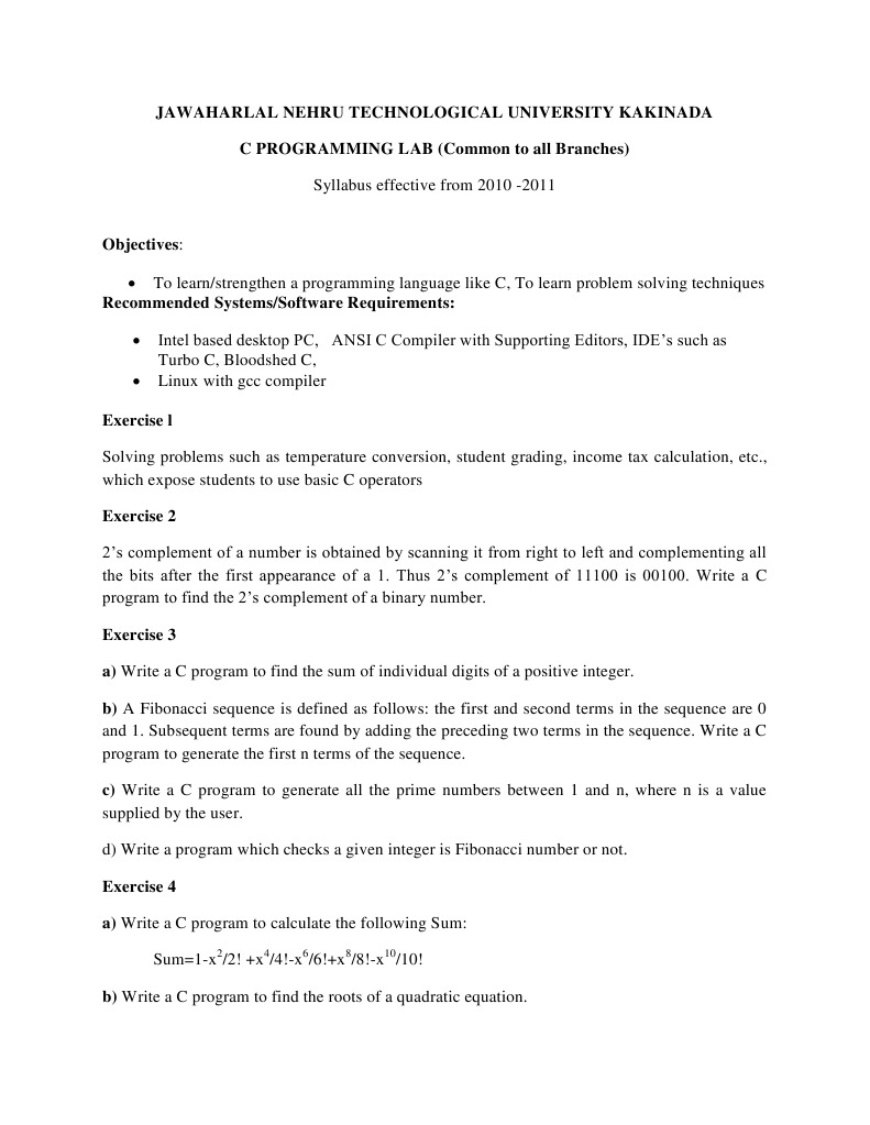 C Lab List | PDF | C (Programming Language) | Pointer (Computer ...