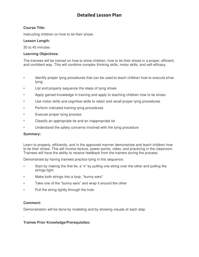 Teaching Kids to Tie Shoes Effectively | PDF | Lesson Plan ...