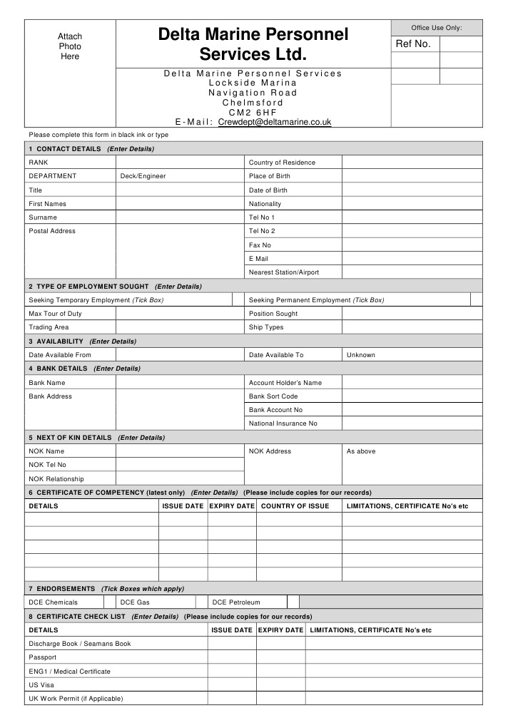 Delta Marine Application Form Guide | PDF