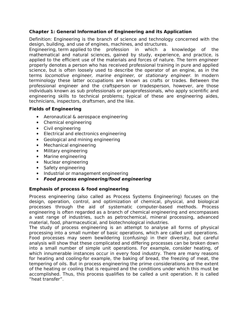 Chapter 1: General Information of Engineering and Its Application | PDF ...