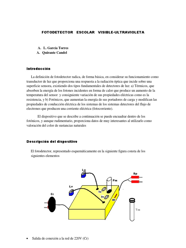 Fotodetector Escolar UV-Visible | PDF | Ligero | Fluorescencia