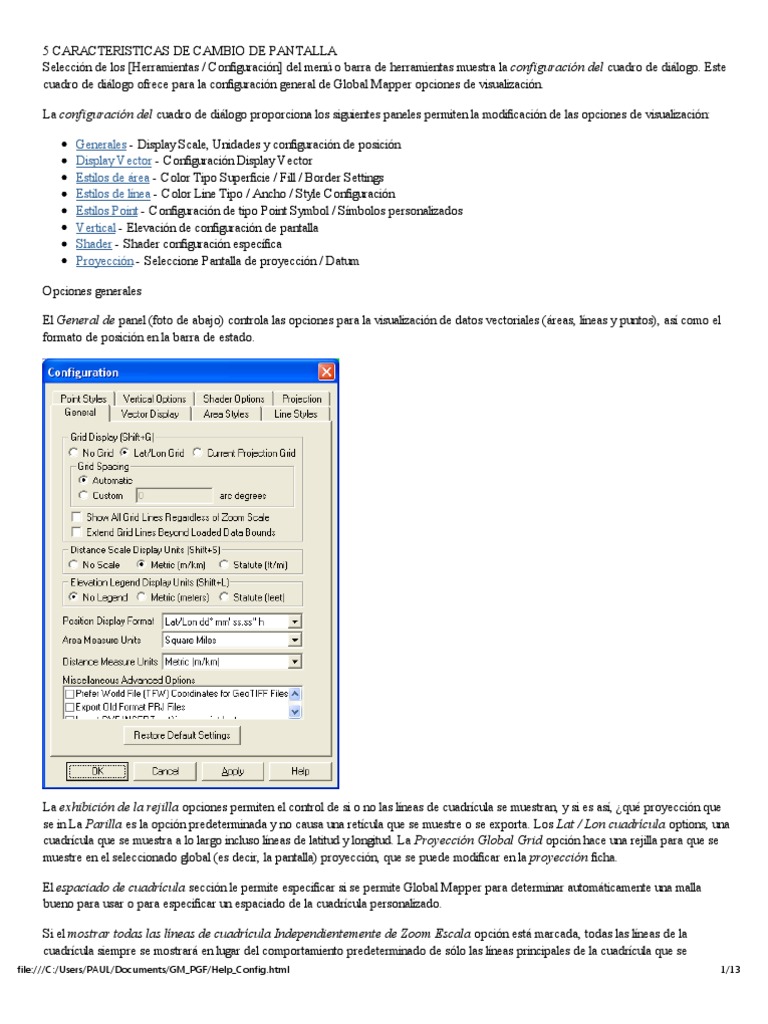 Global Mapper - Configuración | PDF | Archivo de computadora | Vector ...