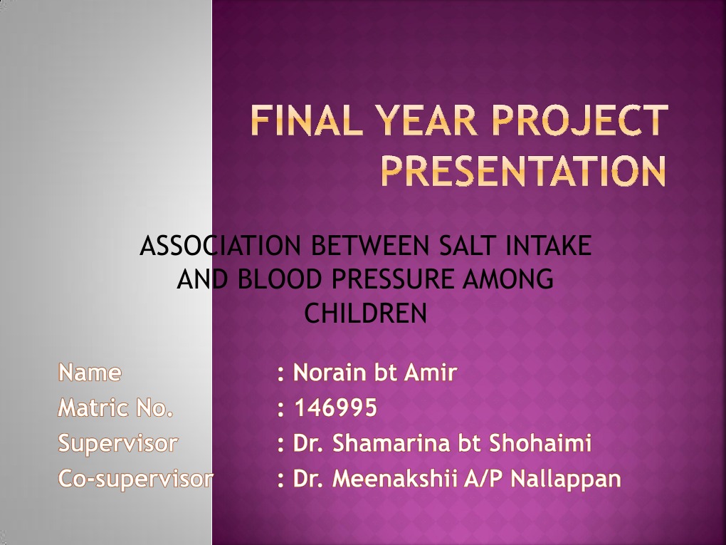 Final Year Project Presentation | PDF | Hypertension | Blood Pressure