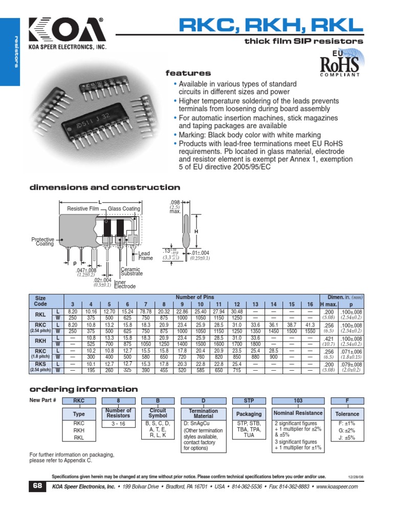 Datasheet Resistor Conjugado | Resistor | Electricity