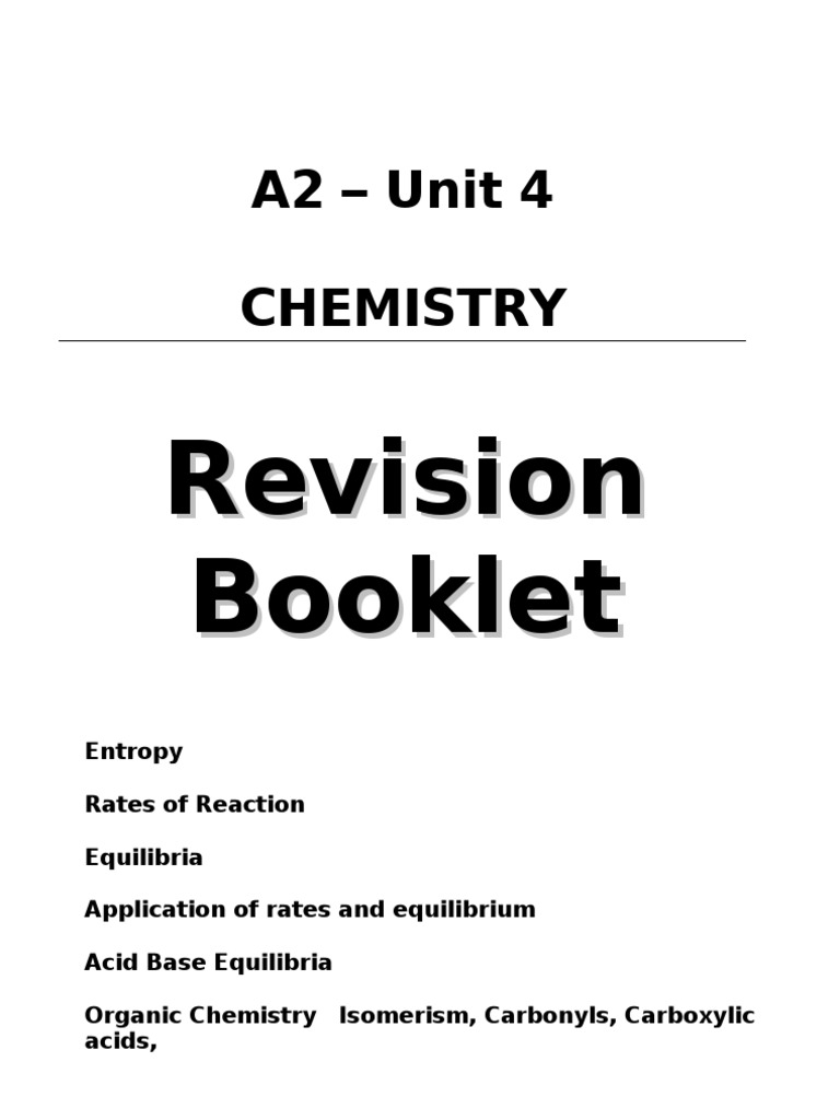 Revision Booklet Unit 4 Chemistry Edexcel | PDF | Chemical Equilibrium ...