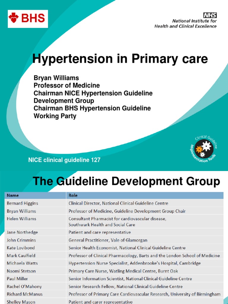 Hypertension in Primary Care: An Overview of the 2011 NICE/BHS Hypertension Guideline Update ...