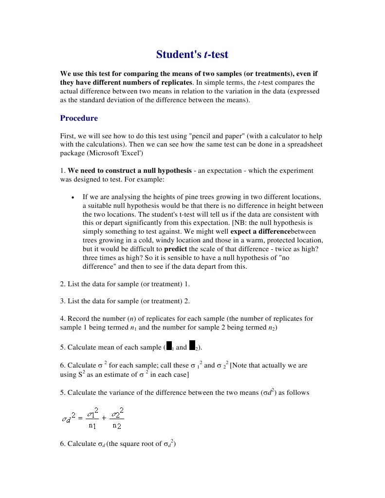 Student's T Test | PDF | Analysis Of Variance | Student's T Test
