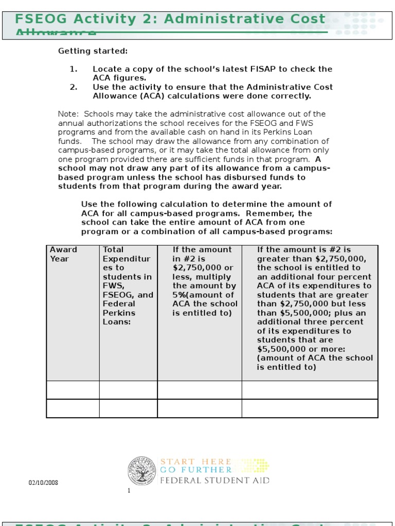FSEOG ACA Calculation Guide | PDF | Government | Business