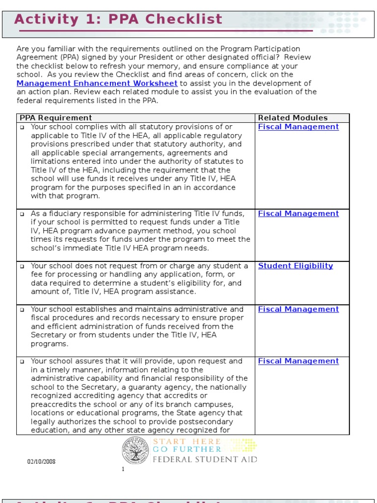 PPA Compliance Checklist for Schools | PDF | Loans | Regulatory Compliance