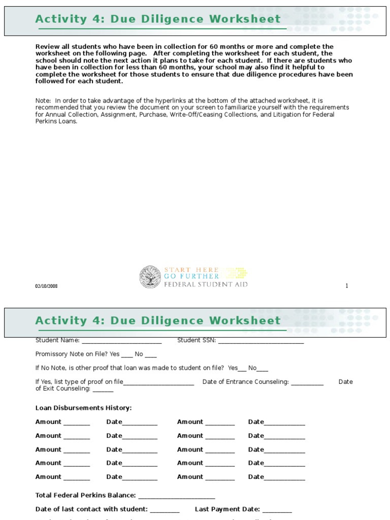 Activity 4: Due Diligence Worksheet | PDF | Government | Business