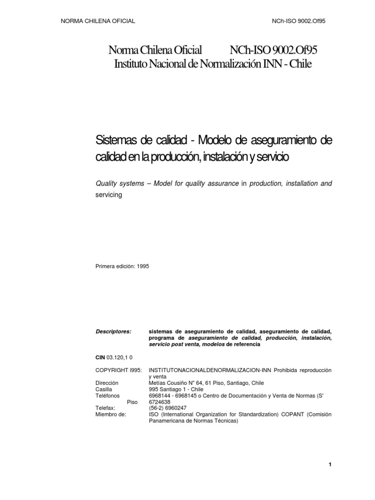 Iso 9002 | PDF | Calibración | Calidad (comercial)