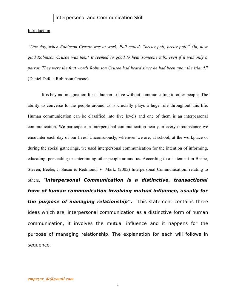 Interpersonal Communications Skills | PDF | Interpersonal Communication | Interpersonal ...