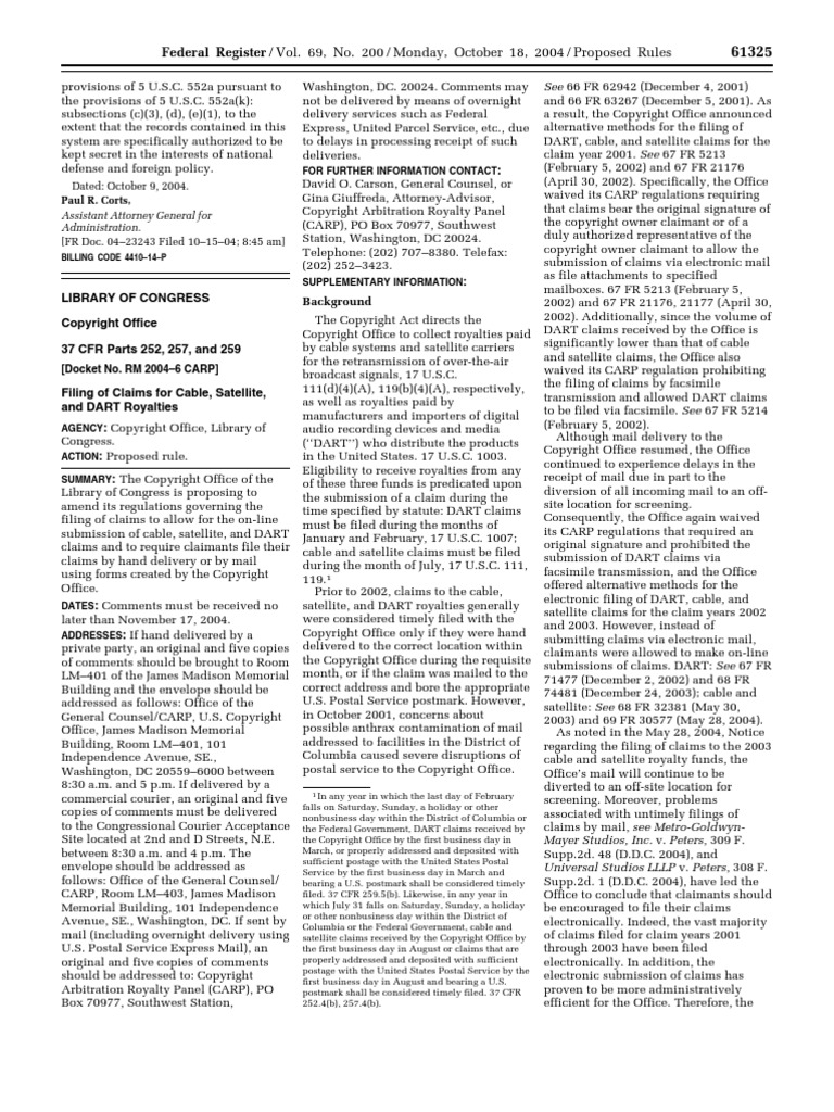US Copyright Office: 69fr61325 | PDF