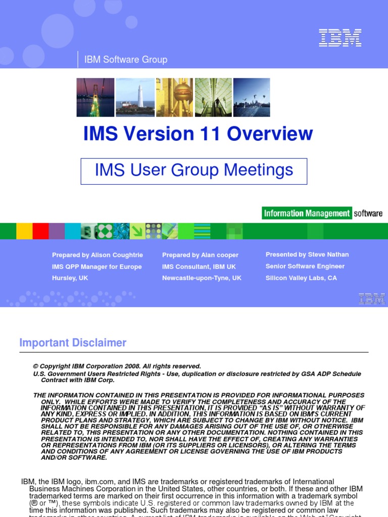 IMS Version 11 Overview: IMS User Group Meetings | PDF | Transmission ...
