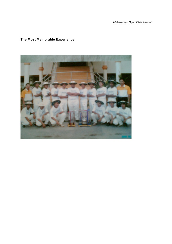 The Most Memorable Experience | Download Free PDF | Team Sports | Sports