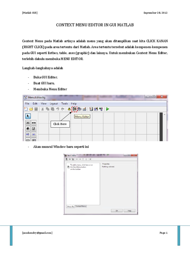 Membuat Context Menu di Matlab GUI | PDF