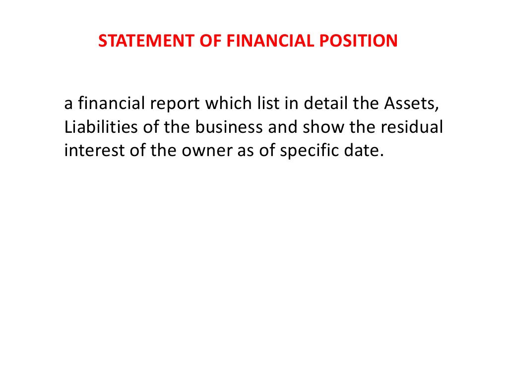 Statement of Financial Position - PPT - Accounts Titles | PDF | Revenue ...