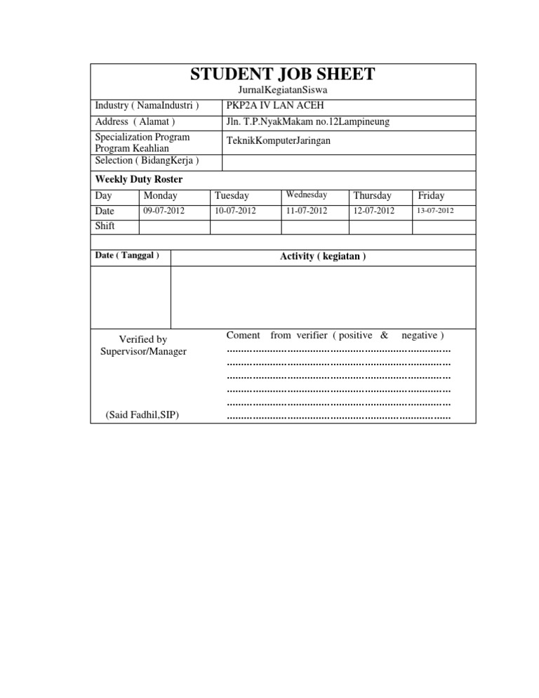 Job Sheet | PDF