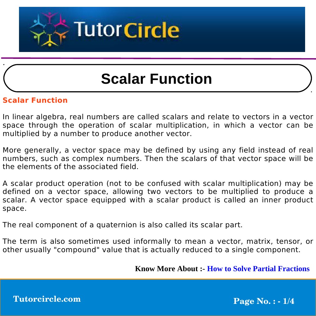 Scalar Function | PDF | Scalar (Mathematics) | Vector Space