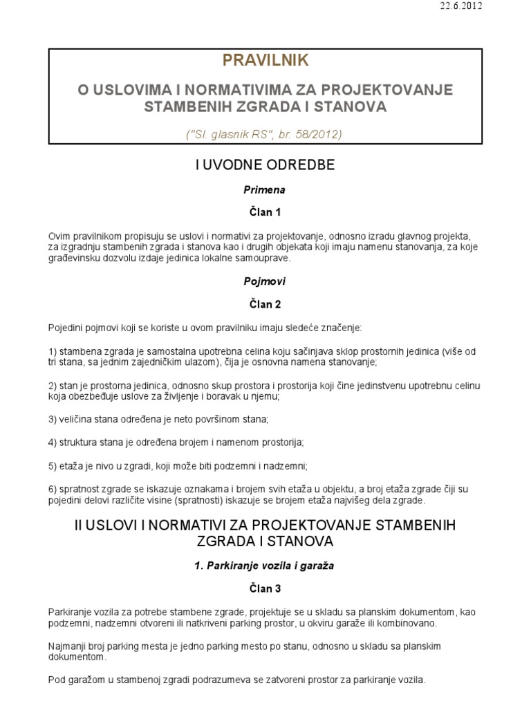 Pravilnik Za Projektovanje Stambenih Zgrada | PDF
