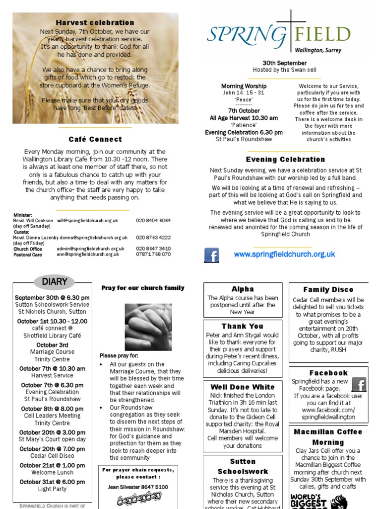 12.09.30 WHSG News Sheet | PDF | Religious Behaviour And Experience