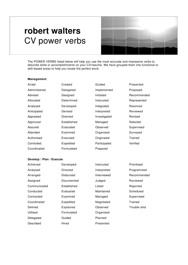 Power Verbs | PDF | Design | Inventory