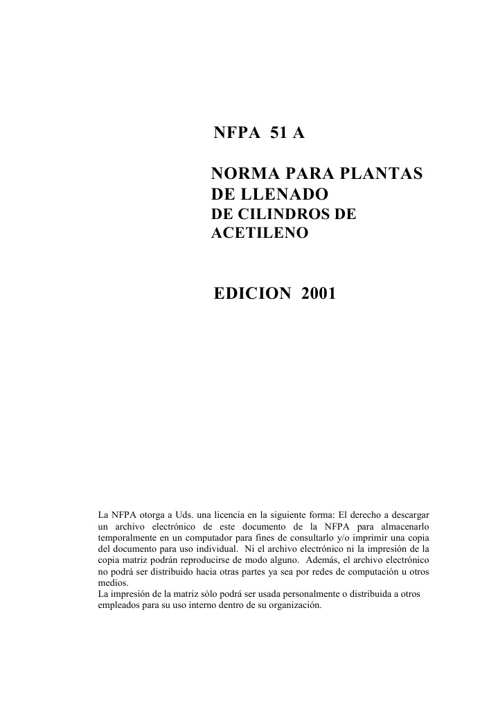 Norma NFPA 51A: Llenado de Acetileno | PDF | Adopción | Presión