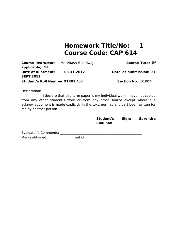 Homework Title/No: 1 Course Code: CAP 614 | PDF | Operating System ...