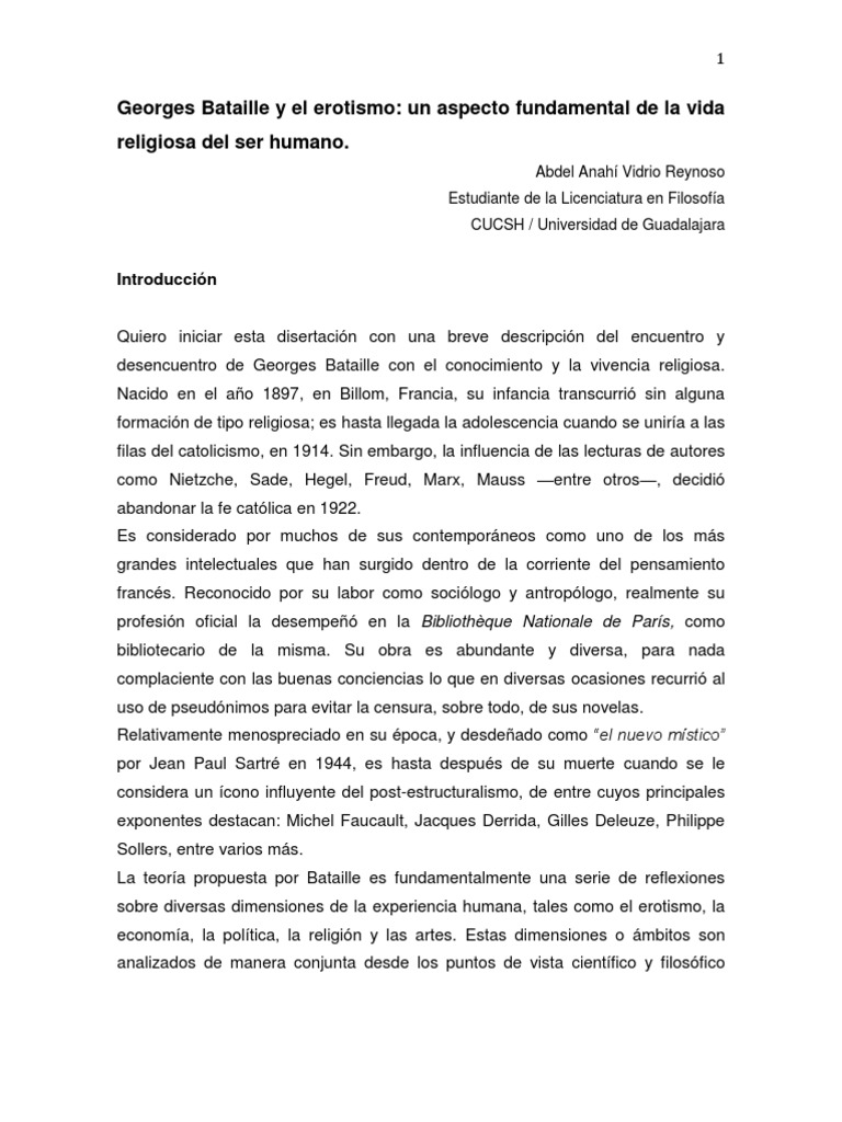Georges Bataille y El Erotismo: Un Aspecto Fundamental de La Vida ...