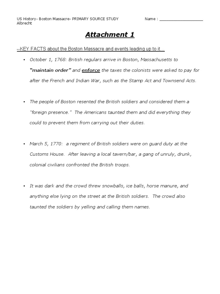 Boston Massacre Primary Source Analysis | PDF | Military | Violence
