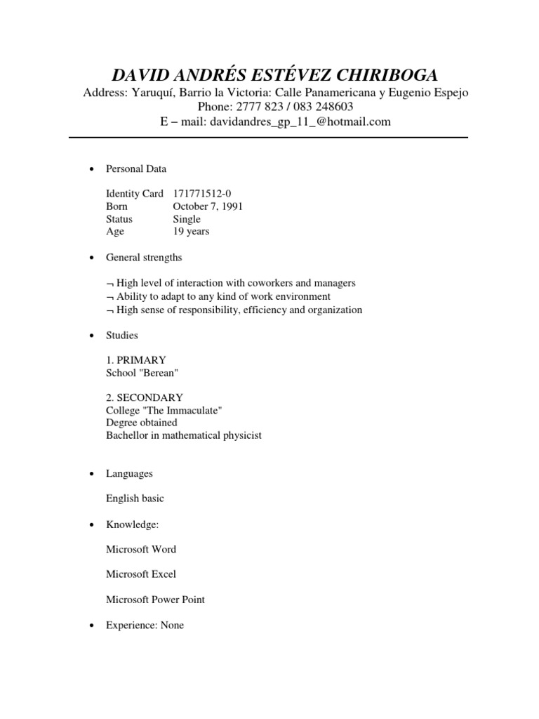 Curriculum DAVID | PDF