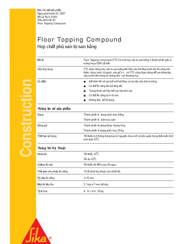Floor Topping Compound Overview | PDF