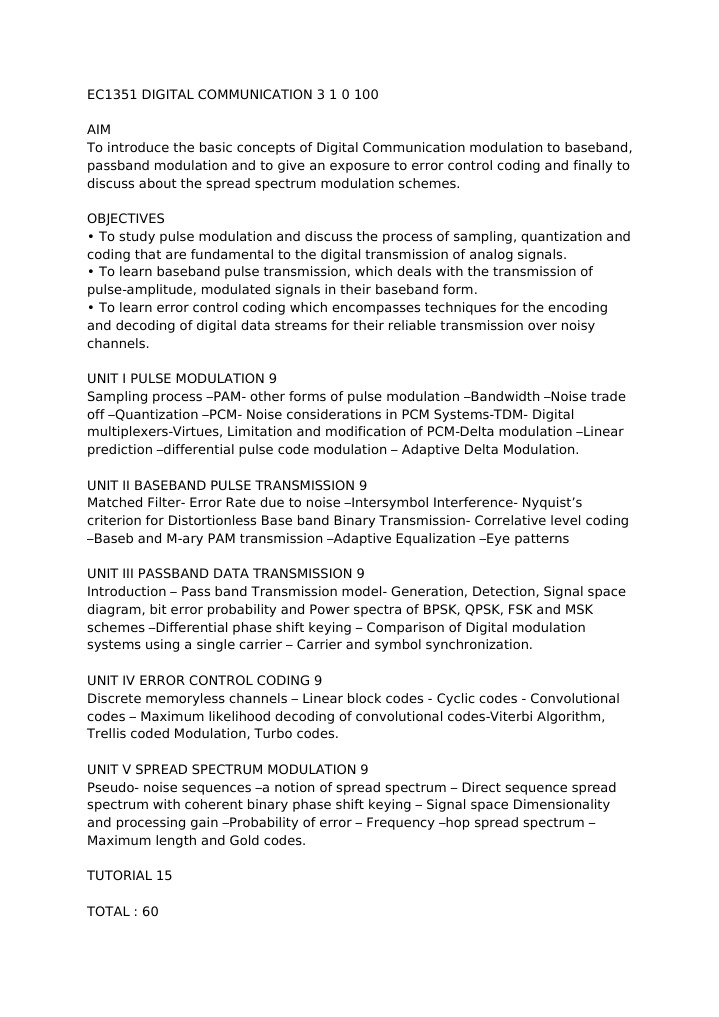 Digital Communication | PDF | Modulation | Data Transmission