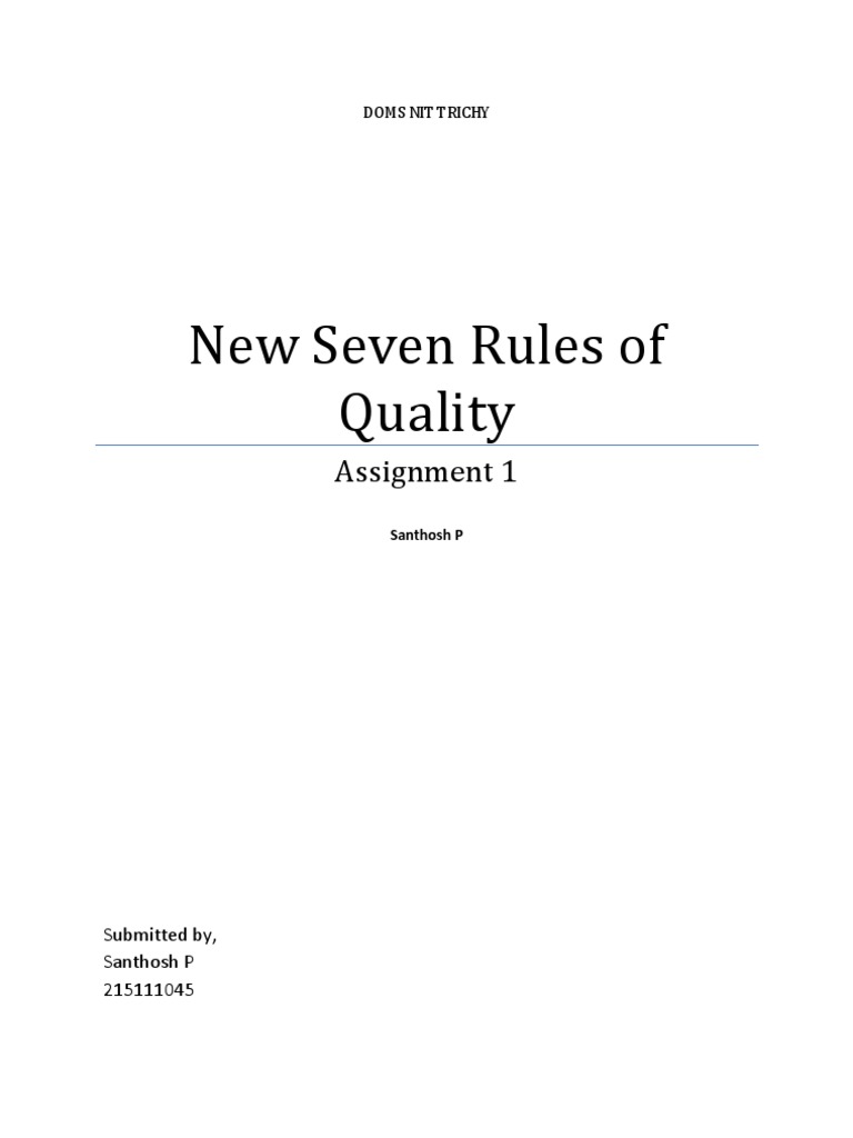 New Seven Rules of Quality: Assignment 1 | PDF | Matrix (Mathematics ...