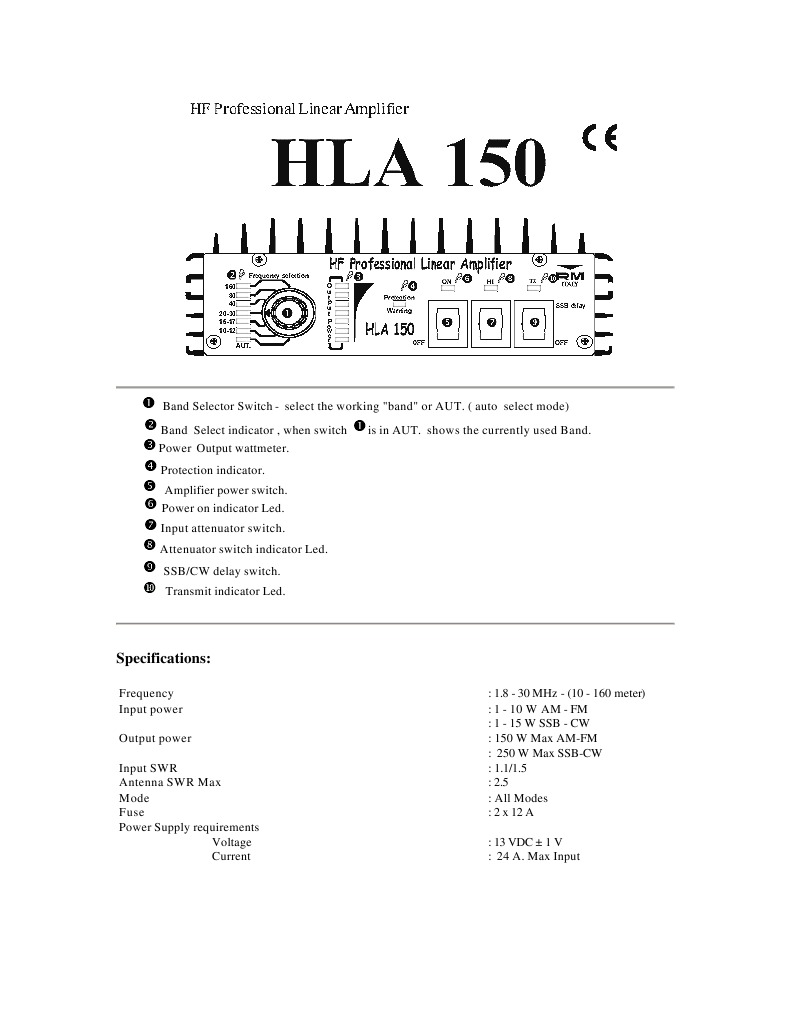 HLA 150 E Manual | PDF | Amplifier | Switch