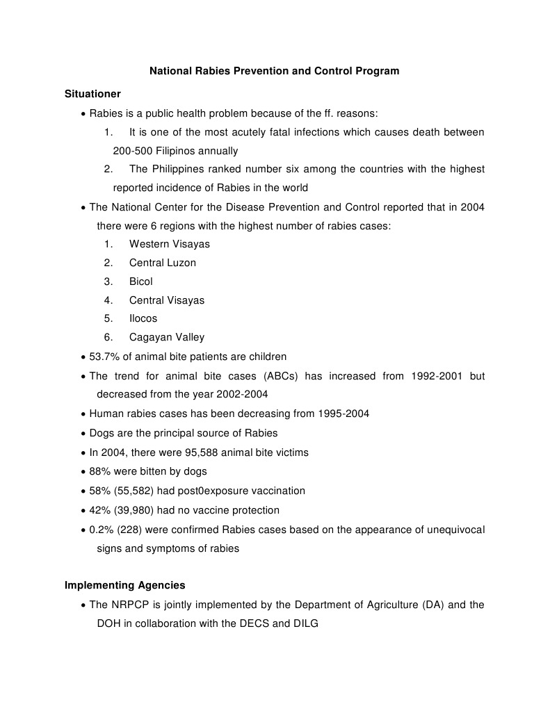 CHN - Rabies Control Program | PDF | Rabies | Vaccines