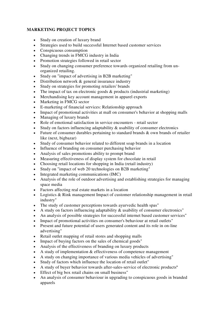 Marketing Project Topics | PDF | Retail | Brand