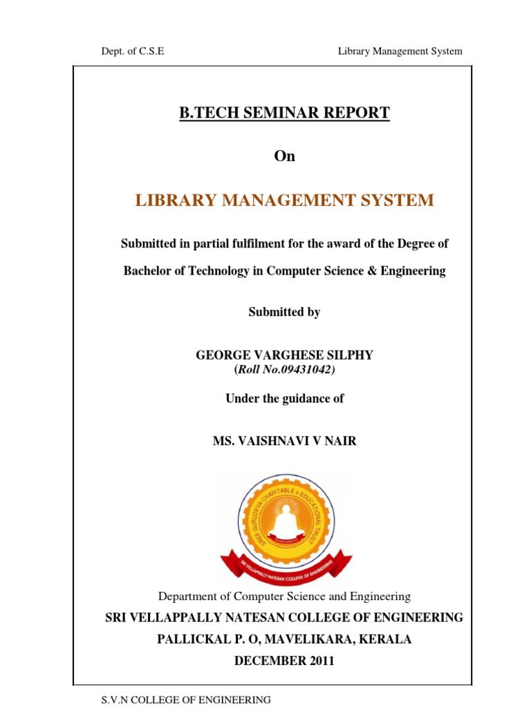 Library Management System: B.Tech Seminar Report | PDF | Modular ...