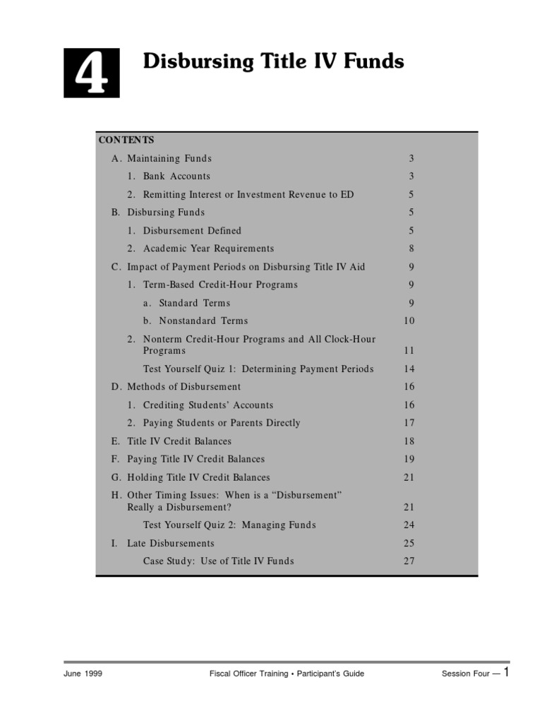 Disbursing Title IV Funds: Notes | PDF | Interest | Academic Term
