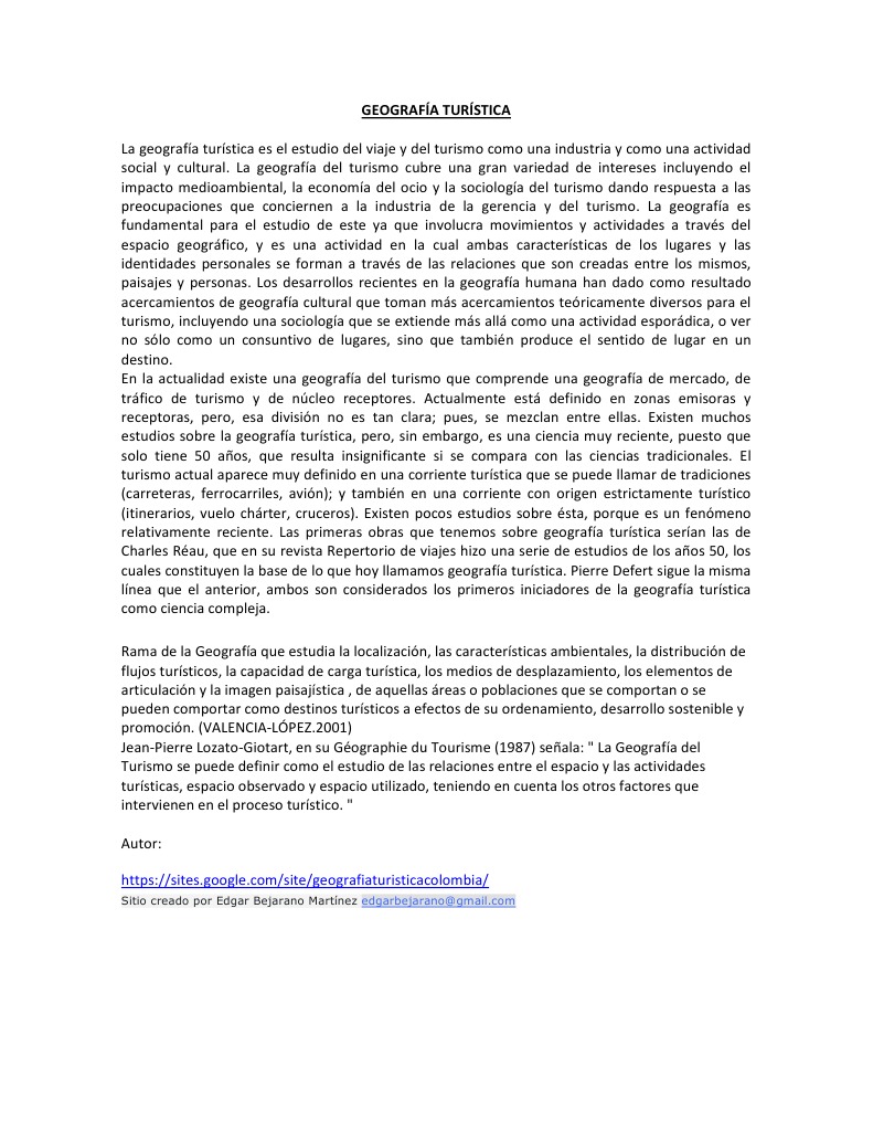 Geografía Turística: Definición y Estudio | PDF