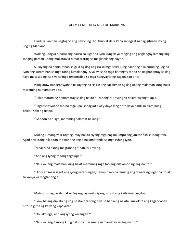 Alamat NG Tulay NG Ilog Marikina | PDF