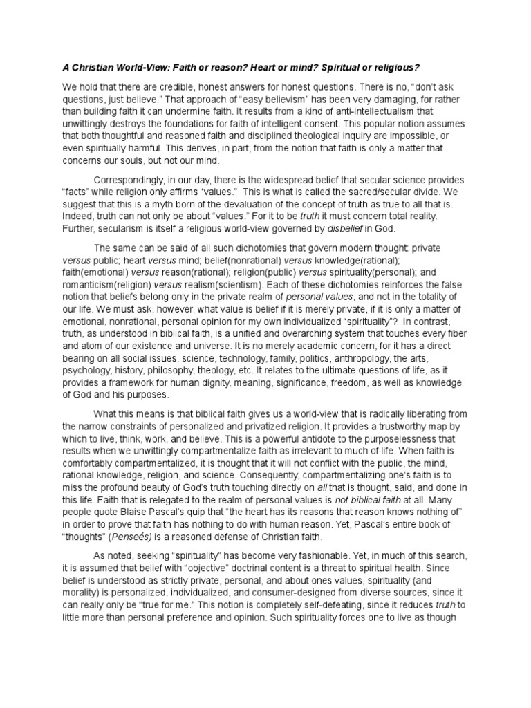 Challenging Faith's Compartmentalization | PDF | Faith | World View