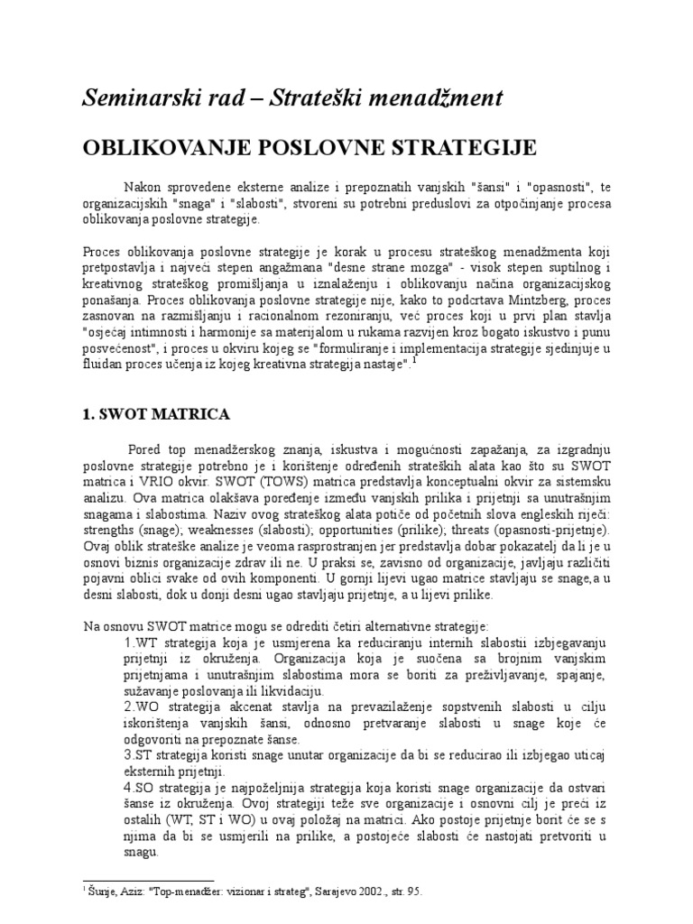 Poslovna Strategija | PDF