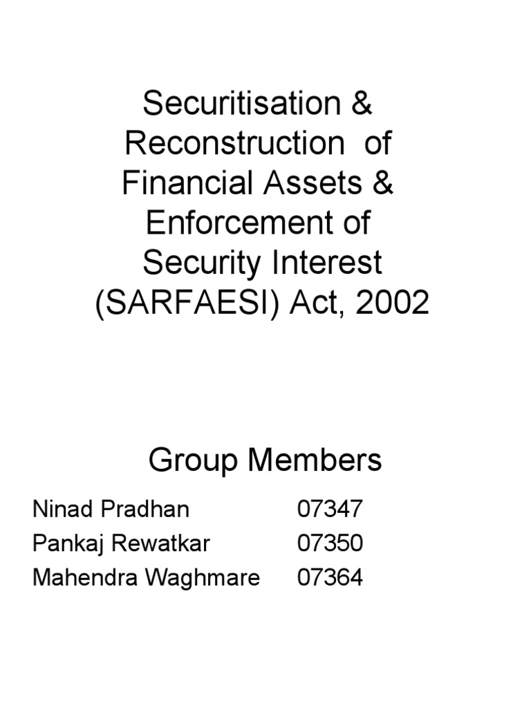 Final-Sarfaesi Act 2002 | PDF | Security Interest | Securitization