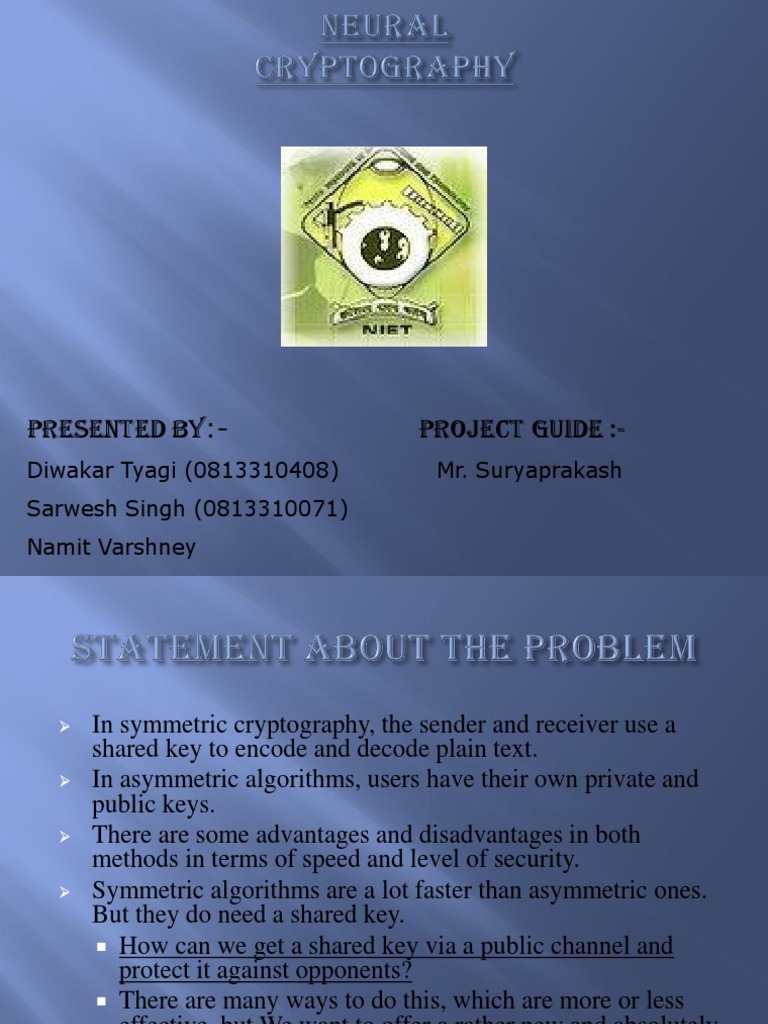 Neural Cryptography | PDF | Artificial Neural Network | Public Key Cryptography